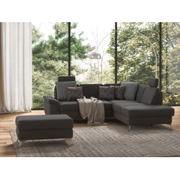 Sit & More Ecksofa SIT & MORE, B:276cm H:89cm T:228cm, grau, Wohnzimmer, Sofas, "Padua L-Form", inklusive Sitztiefenverstellung, Armteilfunktion und Federkern