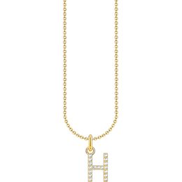 Thomas Sabo Damen Kette mit Anh&auml;nger "Buchstabe", 45, H, Silber 925 (recycelt), gold, Silber 925 (recycelt), Halsketten, mit Zirkonia (synth.)