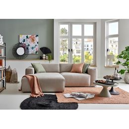 Ecksofa Home Affaire, B:234cm H:71cm T:161cm, beige, 94% Polyester; 6% Nylon, Wohnzimmer, Sofas, "Noord mit Kedernaht, Breite 234 cm, L-Form", mit
