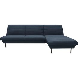 Ecksofa, B:274cm H:92cm T:168cm, blau, LOOKS by Wolfgang Joop, 100% Polyester, Wohnzimmer, Sofas, "LOOKS IX L-Form", Quersteppung, ohne Armlehnen