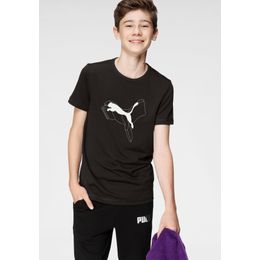 Puma Jungen T-Shirt "ESS+ LOGO LAB GRAPHIC TEE B", schwarz, Gr. 140, bedruckt, Jersey, Obermaterial: 100% Baumwolle, Shirts, Kurzarmdesign, leichte