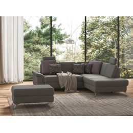 Sit & More Ecksofa SIT & MORE, B:276cm H:89cm T:228cm, grau, Wohnzimmer, Sofas, "Padua L-Form", inklusive Sitztiefenverstellung, Armteilfunktion und Federkern