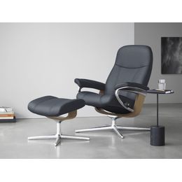 Fu&szlig;hocker stressless, B:54cm H:41cm T:39cm, blau, Leder BATICK: BATICK ist ein leicht korrigiertes, durchgef&auml;rbtes und genarbtes M&ouml;belleder, bei dem