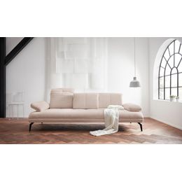 3-Sitzer Home Affaire, B:251cm H:83cm T:107cm, beige, Struktur weich (100% Polyester);Struktur grob (100% Polyester);100% NaturLEDER, Sofas,