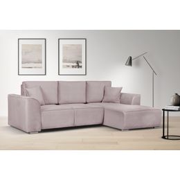 Ecksofa OTTO HOME, B:265cm H:86cm T:170cm, lila, 100% Polyester, Wohnzimmer, Sofas, "BEATRICE optionale Schlafsofa mit Bettkasten, B/T/H: 265/170/86