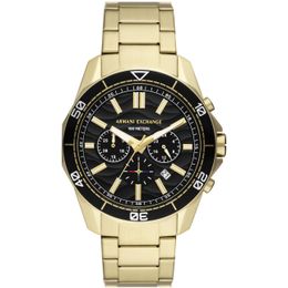 Armani Exchange Herren Chronograph, gold, Armbanduhren, Quarzuhr, Armbanduhr, Herrenuhr, Edelstahlarmband, analog, Tag