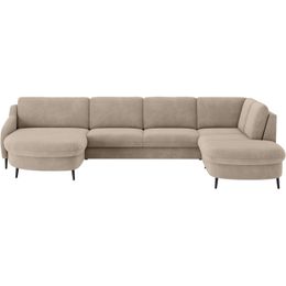 Sit & More Wohnlandschaft SIT & MORE, B:372cm H:90cm T:239cm, beige, 100% Polyester, Sofas, "Soul U-Form", wahlweise mit Bett und Bettkasten