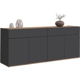 Sideboard OTTO HOME, B:160,1cm H:70cm T:35cmanthrazit, eiche wotan, FSC-zertifizierter Holzwerkstoff, Wohnzimmer, Sideboards, "Garda Kommode,