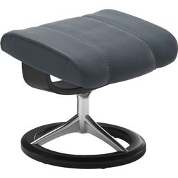 Fu&szlig;hocker stressless, B:54cm H:41cm T:39cm, blau, Leder BATICK: BATICK ist ein leicht korrigiertes, durchgef&auml;rbtes und genarbtes M&ouml;belleder, bei dem