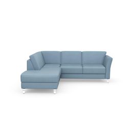 Sit & More Ecksofa SIT & MORE, B:248cm H:87cm T:213cm, blau, Wohnzimmer, Sofas, "Visby L-Form", Wahlweise mit Bettfunktion und Stauraum, frei im Raum stellbar