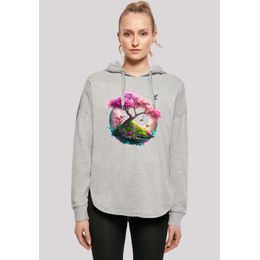 F4NT4STIC Damen Kapuzenpullover "Kirschbl&uuml;ten Baum Oversize Hoodie", grau, Gr. XS, Obermaterial: 100% Baumwolle, Pullover, Print