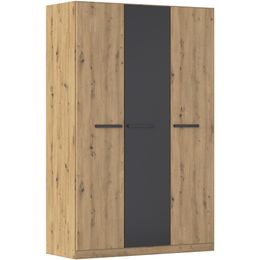 Dreht&uuml;renschrank Rauch, B:136cm H:210cm T:54cm, grau, Holzwerkstoff, Schr&auml;nke, "Kleiderschrank Schrank Garderobe Garderobenschrank Stauraumwunder