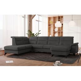 Sit & More Wohnlandschaft SIT & MORE, B:329cm H:91cm T:225cm, grau, 100% Polyester, Sofas, "Astoria U-Form", wahlweise mit motorischer Relaxfunktion