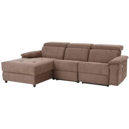 Ecksofa Home Affaire, B:252cm T:164cm, braun, Webstoff (95% Polyester/5% Nylon), Wohnzimmer, Sofas, "Binado, L-Form", mit manueller oder elektrischer