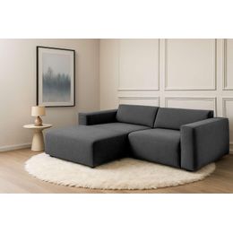 Ecksofa Home Affaire, B:234cm H:71cm T:161cm, grau, 100% Polyester, Wohnzimmer, Sofas, "Noord mit Kedernaht, Breite 234 cm, L-Form", Cord, Struktur,