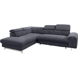 Ecksofa COTTA, B:262cm H:72cm T:206cm, schwarz, Chenille (90% Polyester, 10% Polyamid);Struktur (100% Polyester), Wohnzimmer, Sofas, "Chef L-Form",