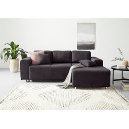 Ecksofa Home Affaire, B:235cm H:88cm T:160cm, grau, 100% Polyester, Wohnzimmer, Sofas, "Gy&ouml;r", L-Form, wahlweise mit Bettfunktion und Bettkasten