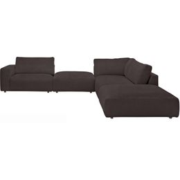 Ecksofa Musterring, B:340cm H:81cm T:346cm, braun, Flachgewebe FLORIS (100% Polyester);Flachgewebe VALMONT (60% Baumwolle/ 40% Leinen);Microfaser