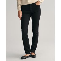 Gant Damen Slim-fit-Jeans "SLIM SUPER STRETCH JEANS", schwarz, Gr. 28, Denim/Jeans, Obermaterial: 92% Baumwolle, 6% Elastomultiester, 2% Elasthan,