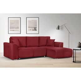Ecksofa OTTO HOME, B:265cm H:86cm T:170cm, rot, 100% Polyester, Wohnzimmer, Sofas, "BEATRICE optionale Schlafsofa mit Bettkasten, B/T/H: 265/170/86