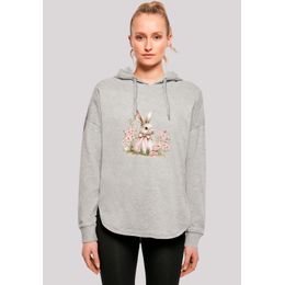 F4NT4STIC Damen Kapuzenpullover "Niedlicher Osterhase mit Blumen", grau, Gr. XS, Obermaterial: 100% Baumwolle, Pullover, Premium Qualit&auml;t