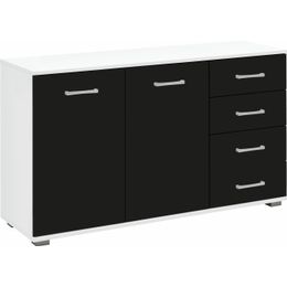 Kombikommode Priess, B:123cm H:71cm T:38cm, schwarz-wei&szlig;, Holzwerkstoff, Schlafzimmer, Sideboards, "Barcelona"
