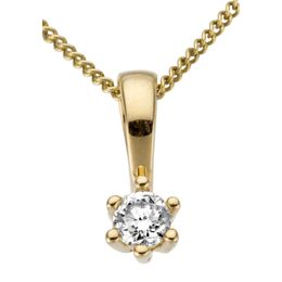 Firetti Damen Kettenanh&auml;nger "Schmuck Geschenk Gold 750 Halsschmuck Anh&auml;nger Halskette Solit&auml;r", 0,1 LR = lupenrein, Diamanten Gelbgold 585, 0,35 g,