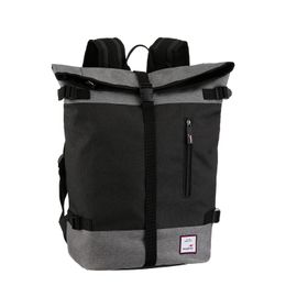 Kangaroos Damen Cityrucksack, schwarz, Nylon, Rucks&auml;cke, mit modischem Roll Top