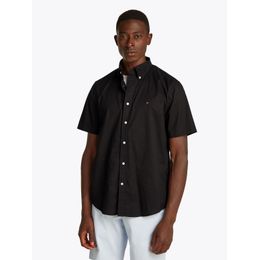 Tommy Hilfiger Herren Kurzarmhemd "FLEX POPLIN SOLID S/S SHIRT", schwarz, Gr. S, Web, Obermaterial: 100% Baumwolle, Hemden