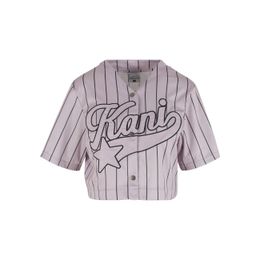 Karl Kani Damen Kurzarmshirt "Karl Kani Karl Kani OG Star Logo Crop Pinstripe Baseball Shirt"rose, schwarz, Gr. XXS, bedruckt, 100% Polyester, Shirts