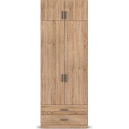 Kleiderschrank Rauch, B:91cm H:248cm T:54cm, braun, Holzwerkstoff, Kinderzimmer, Schr&auml;nke, "Schrank Garderobe W&auml;scheschrank GAMMA in 4 Breiten 91-226