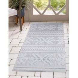 Teppich Carpet City, B:80cm H:5mm L:150cm, grau, Polypropylen, Wohnzimmer, Teppiche, "In-& Outdoorteppich Santorini 411, 3D-Effekt, Boho-Optik",