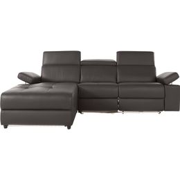 Ecksofa Home Affaire, B:259cm H:98cm T:163cm, braun, Echtleder/Kunstleder, Wohnzimmer, Sofas, "Kilado, L-Form", mit Relaxfunktion, verstellbarer