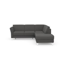 Sit & More Ecksofa SIT & MORE, B:248cm H:87cm T:213cm, grau, Wohnzimmer, Sofas, "Visby L-Form", Wahlweise mit Bettfunktion und Stauraum, frei im Raum stellbar