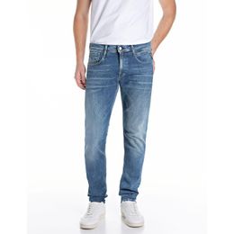 Replay Herren Slim-fit-Jeans "Anbass", blau, Gr. 30, Denim/Jeans, Obermaterial: 99% Baumwolle, 1% Elasthan, Jeans
