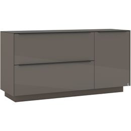Lowboard, B:137cm H:71cm T:42cm, grau, SET ONE BY Musterring, Glas, Holzwerkstoff, Wohnzimmer, Sideboards, "Reno", Mit Sockel in diversen Farben, 71