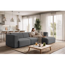 Ecksofa OTTO HOME, B:295cm H:70cm T:162cm, grau, Struktur fein (100% Polyester);Samtoptik (100% Polyester);Samtcord (92% Polyester, 8% Polyamid),