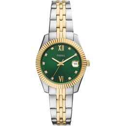 Fossil Damen Quarzuhr "SCARLETTE", gold, Armbanduhren, Armbanduhr, Damenuhr, Edelstahlarmband, analog, Tag, Glassteine