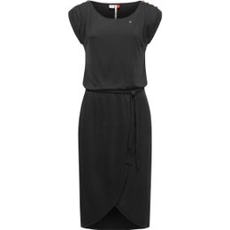 Ragwear Damen Jerseykleid "Ethany", schwarz, Gr. XS, 68% Modal, 32% Polyester, Kleider, stylisches, langes Shirtkleid mit Bindeg&uuml;rtel