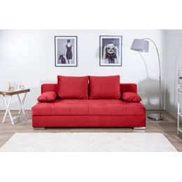Schlafsofa Collection AB, B:194cm H:70cm T:90cm, rot, 100%Polyester, Jugendzimmer, Sofas, "Tania mit Bettfunktion und Bettkasten", komfortabler
