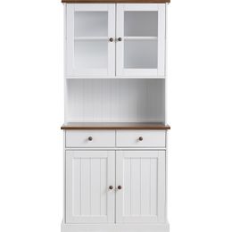Buffet Inter Link, B:90cm H:190cm T:45cmwei&szlig;, natur, Massivholz, K&uuml;che, Schr&auml;nke, "Westerland Kiefer Massivholz, FSC, K&uuml;chenschrank", Geschirrschrank