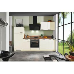 K&uuml;che KOCHSTATION, B:280cm T:58cm, beige, Komplettk&uuml;chen-Sets, "KS-Scafa, mit Soft-Close, mit h&ouml;henverstennbaren F&uuml;&szlig;en", vormontiert, wahlweise mit