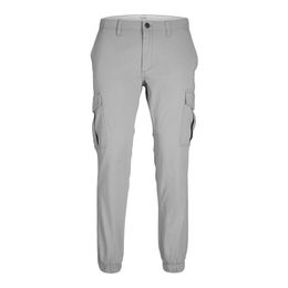 Jack & Jones JACK & JONES Herren Cargohose "JPSTMARCO JJJOE CUFFED", grau, Gr. 31, unifarben, Web, Obermaterial: 98% Baumwolle, 2% Elasthan, Hosen