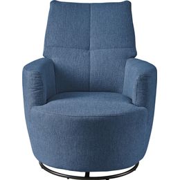 Relaxsessel, B:80cm H:96cm T:88cm, blau, SET ONE BY Musterring, Struktur fein TCM (100% Polyester), Wohnzimmer, Sessel, "SO 1450", mit Dreh- und