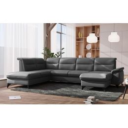 Sit & More Wohnlandschaft SIT & MORE, B:329cm H:91cm T:225cm, grau, 100% Polyester, Sofas, "Astoria U-Form", wahlweise mit motorischer Relaxfunktion