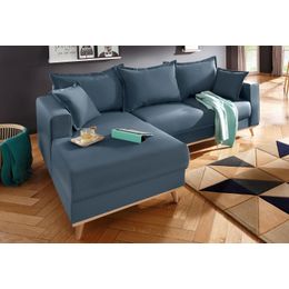 Ecksofa Home Affaire, B:228cm H:83cm T:151cm, blau, Webstoff (100% Polyester);Baumwollmix (50% Baumwolle, 50% Polyester);Baumwollmix (50% Baumwolle,