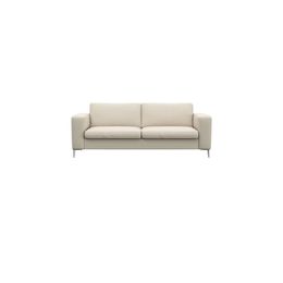 2,5-Sitzer FLEXLUX, B:196cm H:85cm T:92cm, wei&szlig;, 100% Echteder, Sofas, "Fiore, super Sitzkomfort durch Kaltschaum im Sitz", breite Armlehnen, F&uuml;&szlig;e Alu