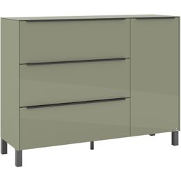 Sideboard, B:137cm H:106cm T:42cm, gr&uuml;n, SET ONE BY Musterring, Glas, Holzwerkstoff, Wohnzimmer, Sideboards, "Reno", Mit Vierkantfu&szlig; in diversen