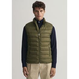 Gant Herren Steppweste "LIGHT GILET", gr&uuml;n, Gr. S, unifarben, Web, Obermaterial: 100% Polyester, Westen, im Streifen-Stepp-Look