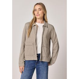 Blouson Street One, Damen, Gr. 40, light terra mocha meliert, Web, 63% Baumwolle, 37% Polyester, unifarben, comfort fit normal, V-Ausschnitt, B&uuml;ndchen, Jacken Blouson, im soften Baumwoll-Mix